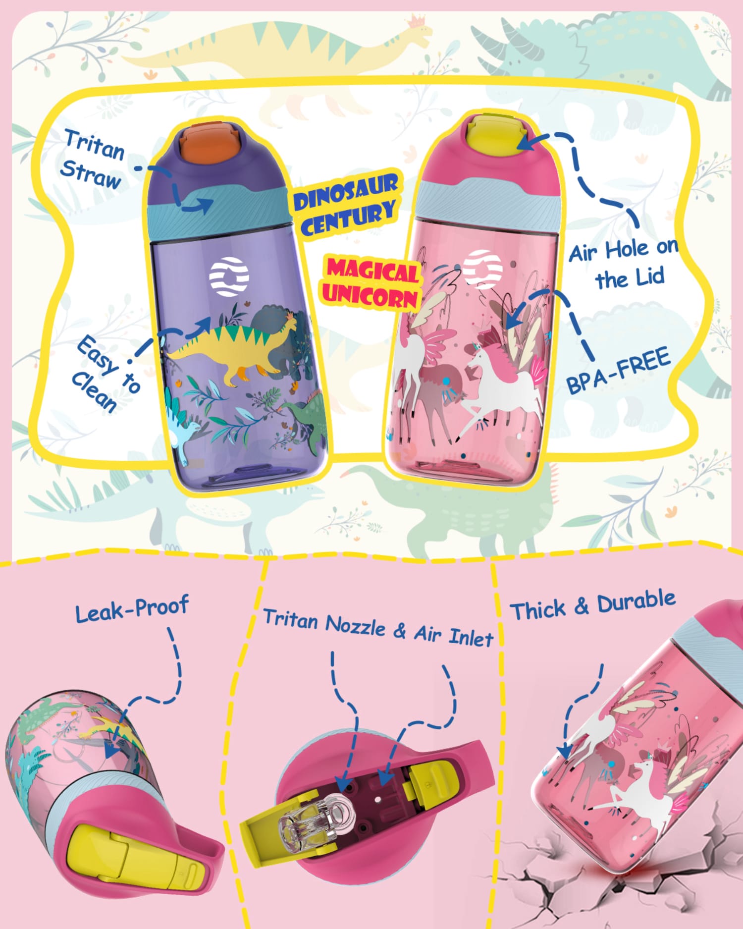 450ml BPA-Free Reusable Plastic Tritan Kids Water Bottle With Straw ...