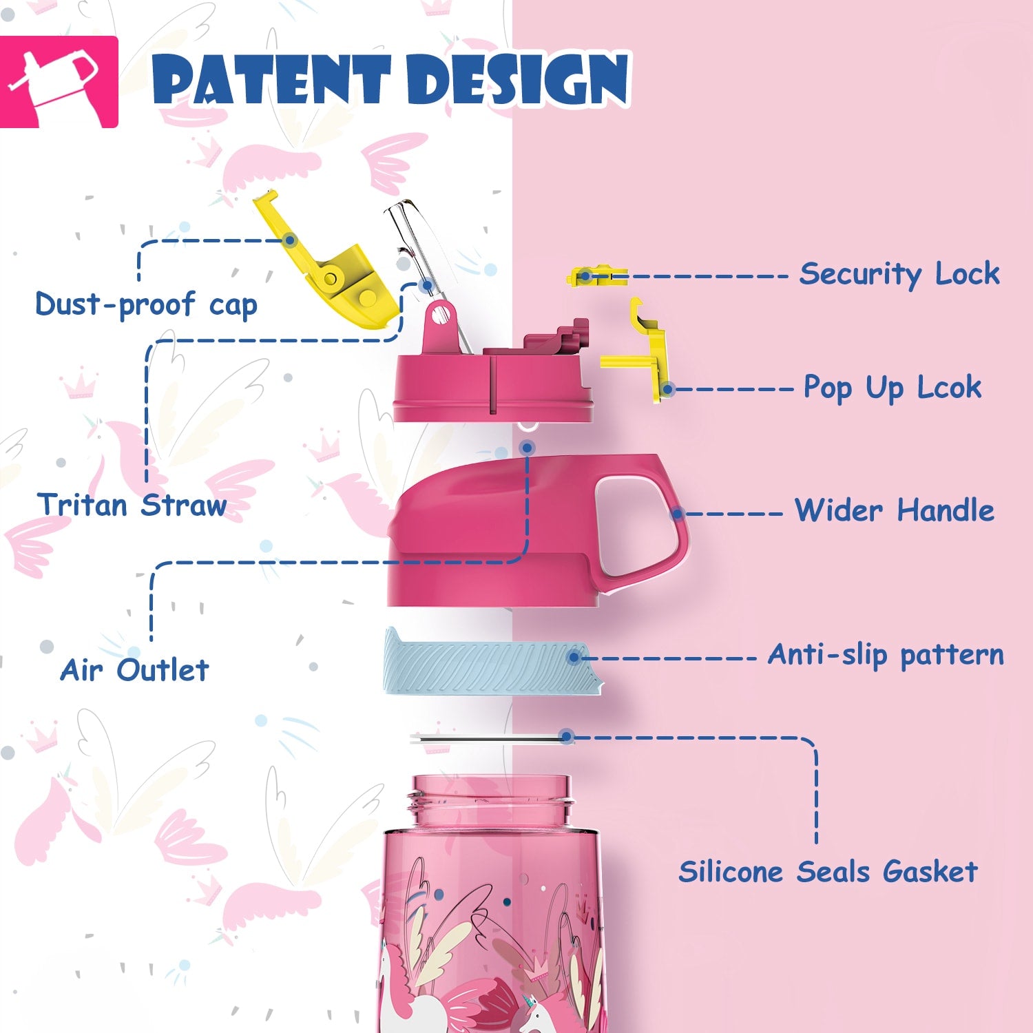 450ml BPA-Free Reusable Plastic Tritan Kids Water Bottle With Straw ...